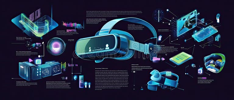 Futuristic VR Headset with Infographic Elements Showcasing Virtual ...