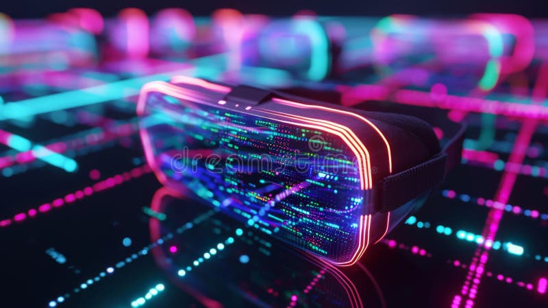 Futuristic VR Headset with Neon Circuitry. Virtual Reality Headset ...
