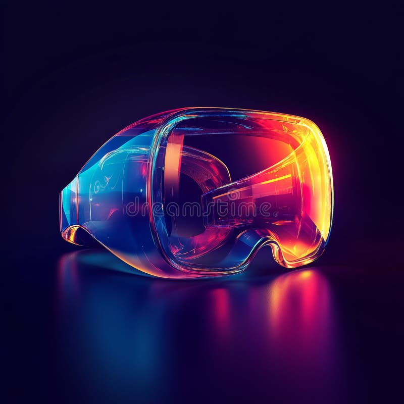 Futuristic VR Headset with Neon Lights and Glowing Colors Stock ...