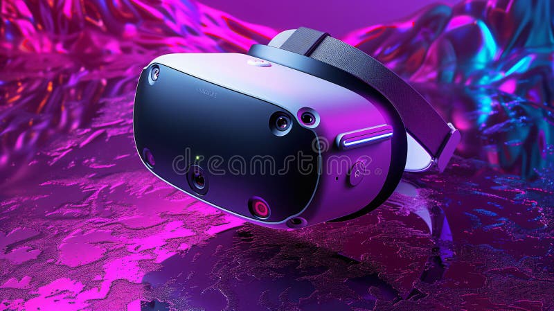 Futuristic VR Headset on Reflective Surface, Cyber Gaming and ...