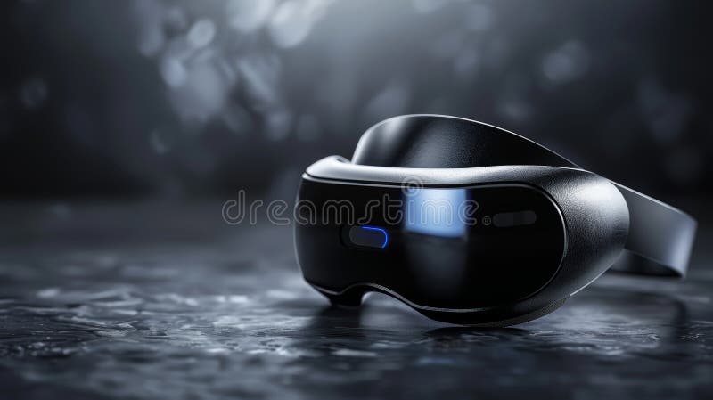 A Futuristic VR Headset Sits on a Dark, Textured Surface Stock ...