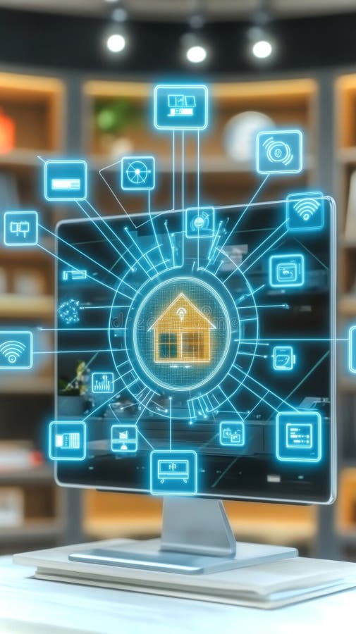 Futuristic VR-style Interior Showcasing a Smart Home Management System ...