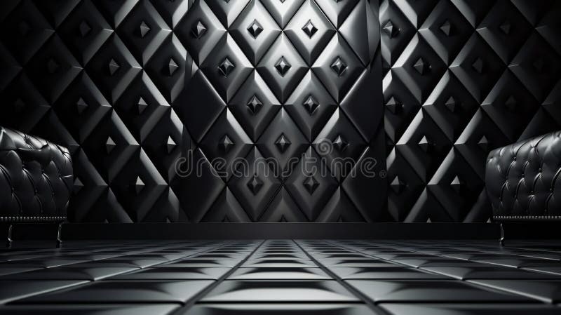Futuristic Wall with Black Tile, Abstract, Textures Stock Illustration ...