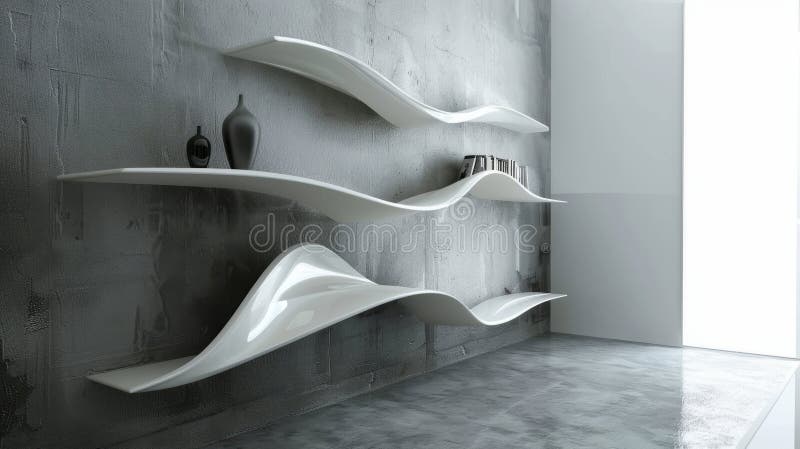 Futuristic Wall Shelf Concept Stock Illustration - Illustration of ...