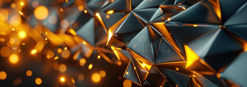A Futuristic Wall Surface of Modern Architecture Golden Black Triangles ...