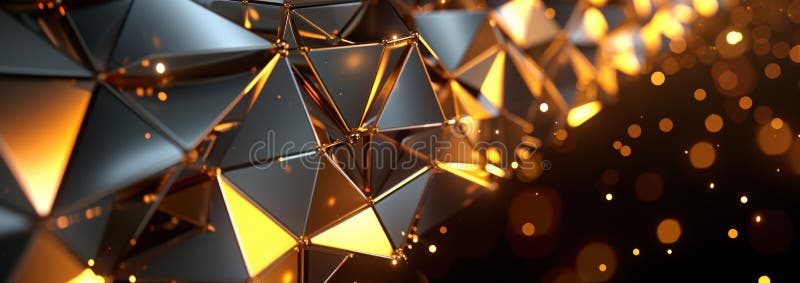 A Futuristic Wall Surface of Modern Architecture Golden Black Triangles ...