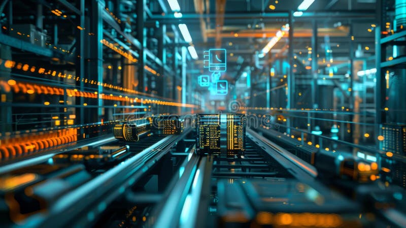 Futuristic Warehouse with Advanced Automation and Smart Technologies in ...