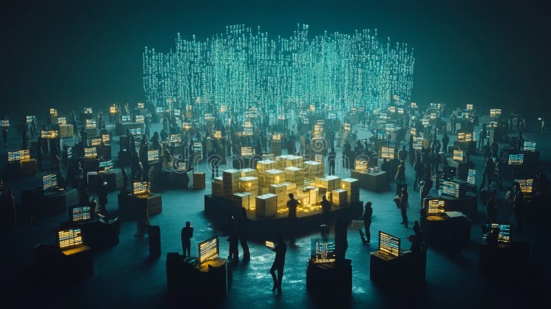 The Futuristic Warehouse is Characterized by Its Interconnected Glowing ...