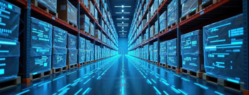 Futuristic Logistics Concept Illustration with Digital Globe Overlay on ...