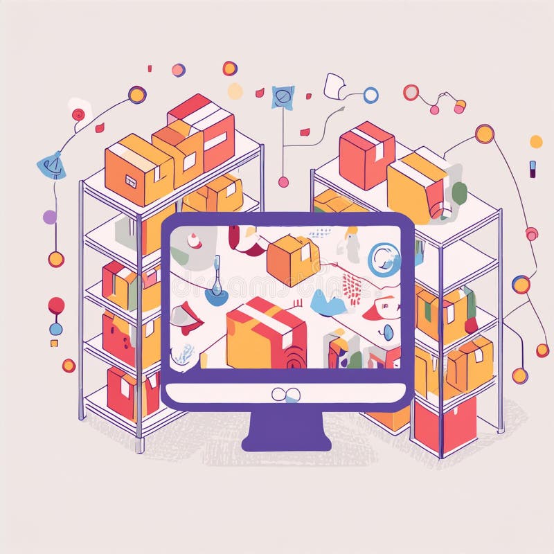 Futuristic Warehouse Digitalization Industry 4.0 Process Visualization ...