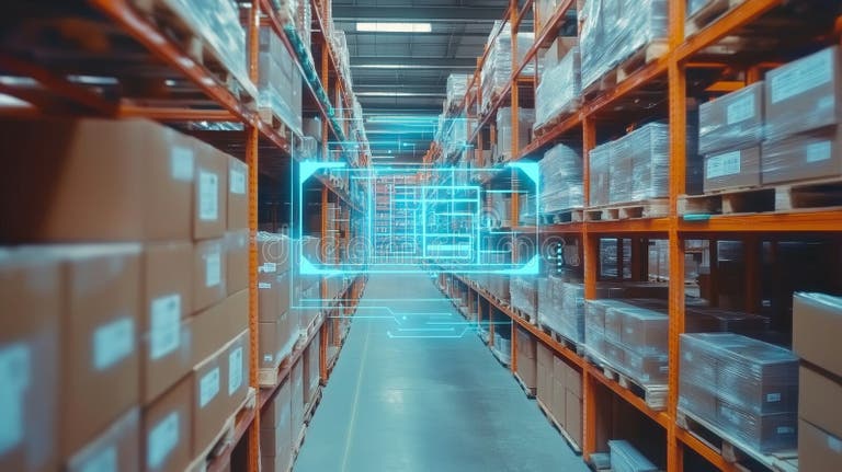 A Futuristic Warehouse that Features Advanced Technology and Innovative Logistics Solutions for ...