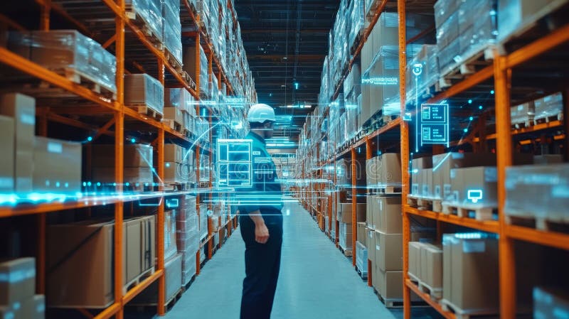 A Futuristic Warehouse that Features Advanced Technology and Innovative Logistics Solutions for ...