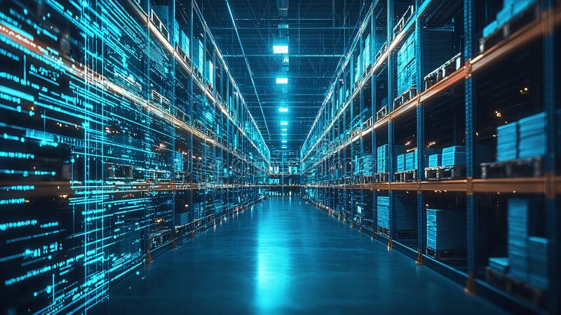A Warehouse Full of Technology Stock Illustration - Illustration of ...