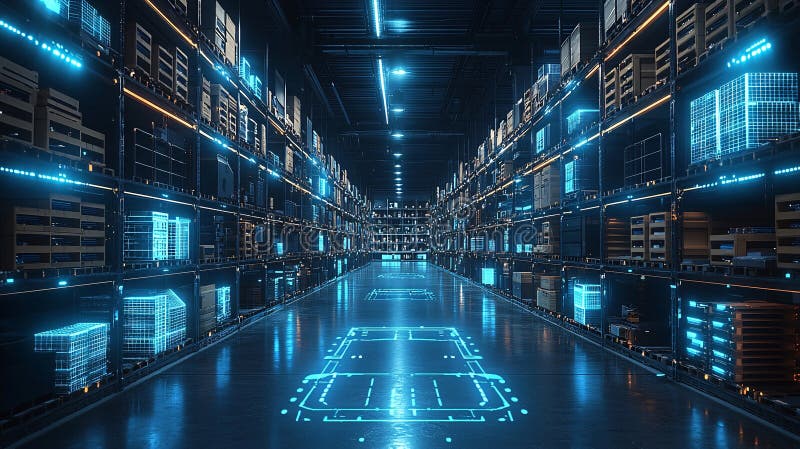 Technology Sense Warehouse stock illustration. Illustration of virtual ...