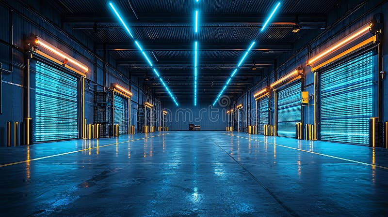 Science Fiction Style Industrial Factory Garage Stock Illustration ...