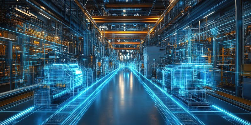 Futuristic Warehouse Interior Showcasing Advanced Technology and ...