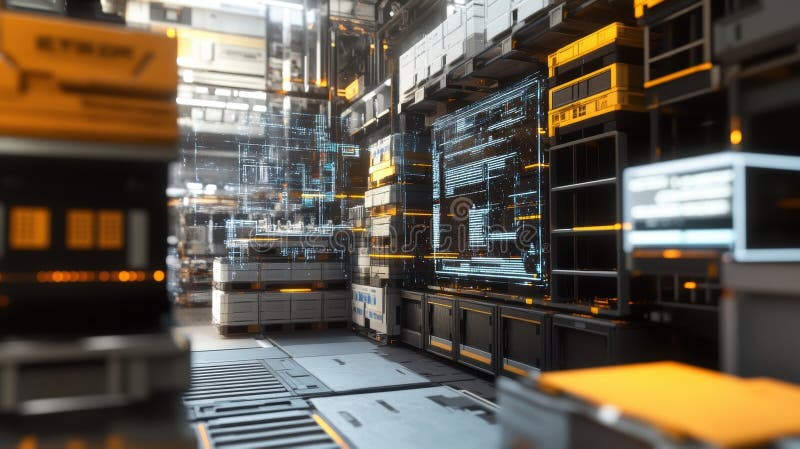 Futuristic Warehouse Management System Optimizing Logistics with ...