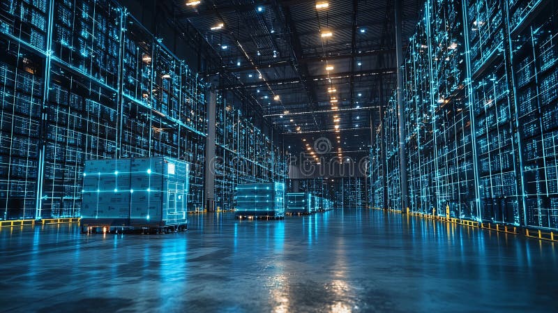 Intelligent warehouse stock illustration. Illustration of system ...