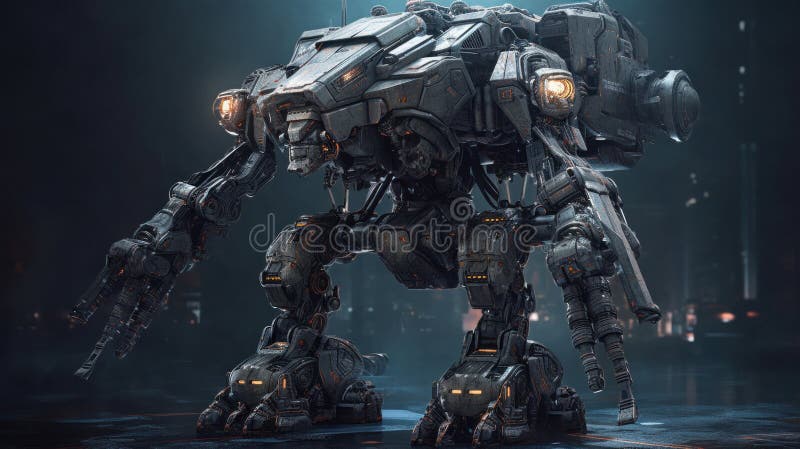 Futuristic Warfare Dangerous Robot Design. Generative AI Stock ...