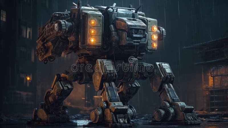 Futuristic Warfare Dangerous Robot Design. Generative AI Stock ...