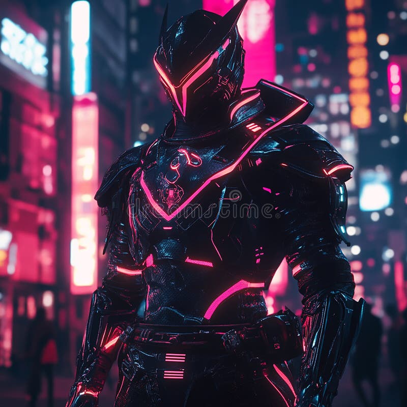 Cyber Samurai: a Futuristic Warrior in High-Tech Armor Stock ...