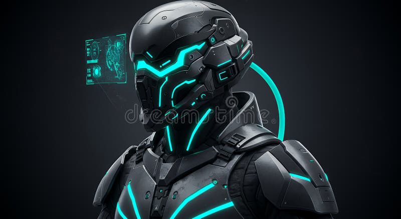 Futuristic Warrior, a Cyborg Soldier with Advanced Technology Interface ...