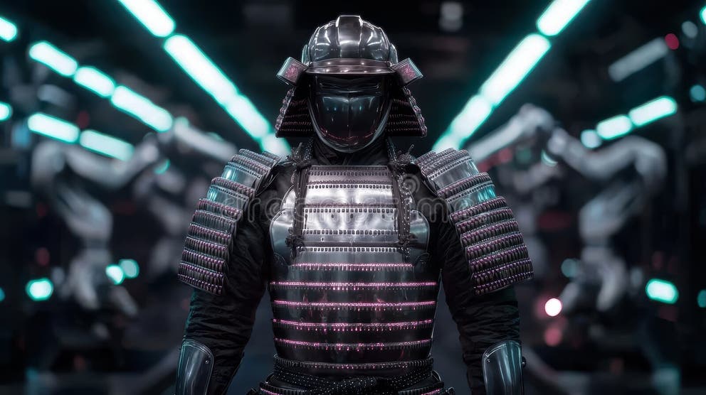 Futuristic Warrior in High-tech Armor Stock Illustration - Illustration ...