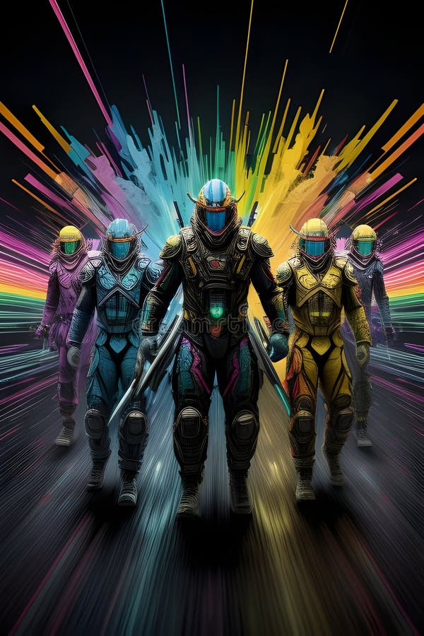 Futuristic Warriors stock illustration. Illustration of clothing ...