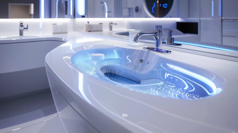 Futuristic Washbasin with High-Tech Vanity Stock Illustration ...