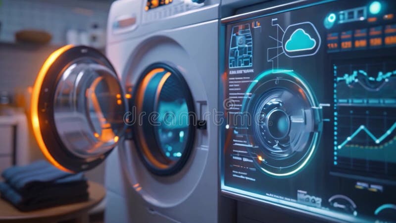 Smart Washing Machine with Digital Display Stock Footage - Video of ...
