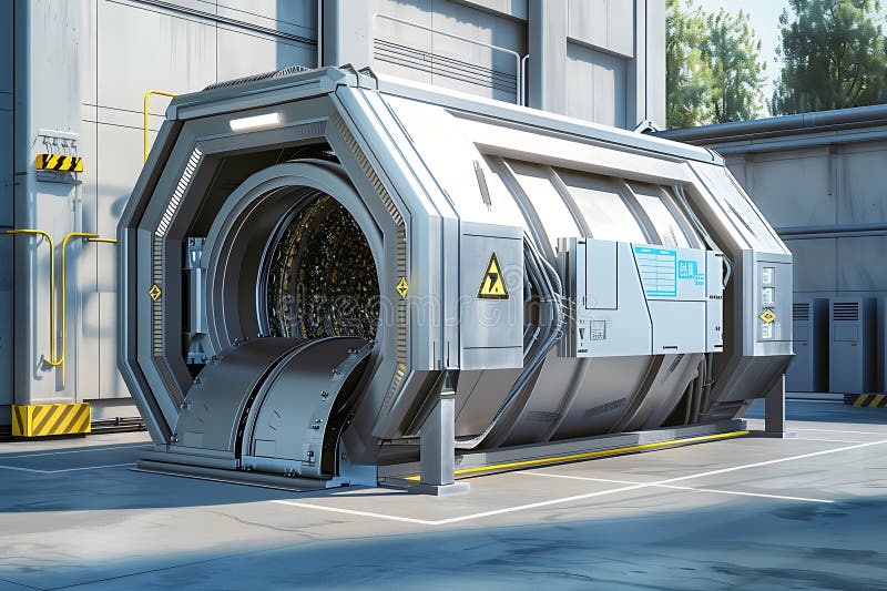 Futuristic Waste Recycling and Processing Unit Stock Illustration ...