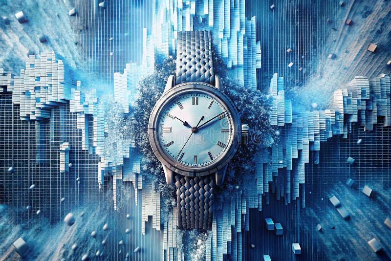 Futuristic Watch, Abstract City Background, Time Concept, Digital Art ...