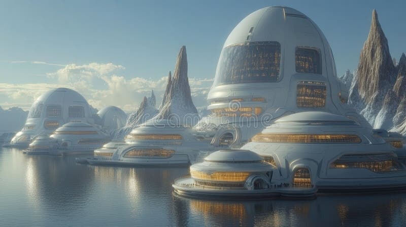 Futuristic Water-based Dome Structures Stock Photo - Image of ...