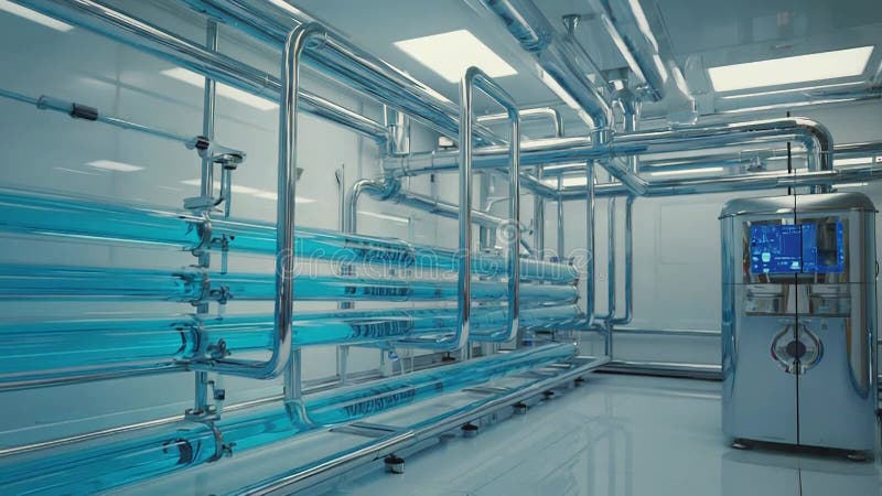 Water Purification System with Digital Control Panel and Pipes ...