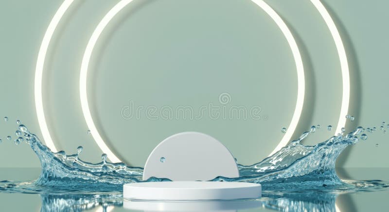 Futuristic Water Splash with Circular Neon Lights for Modern Design ...