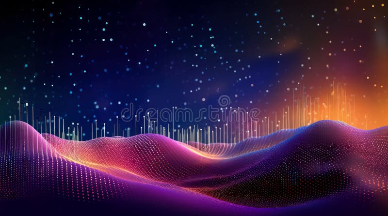 Futuristic Wave. Abstract Technology Background. Visualization of Big ...