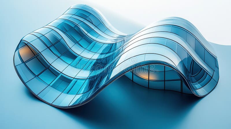 Futuristic Wave Building Design, Cityscape Background, Architectural ...