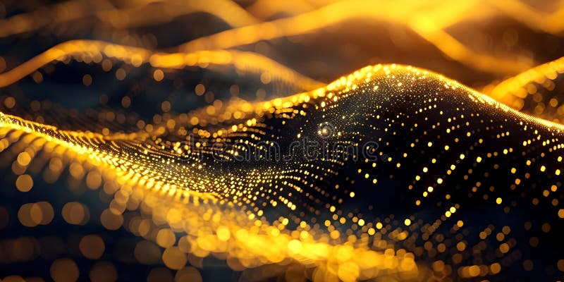 Futuristic Wave of Light and Texture Created by Pixelated Yellow Grains ...