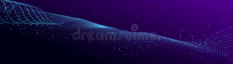 Futuristic Wave. Network Connection Structure in Cyberspace. 3D ...