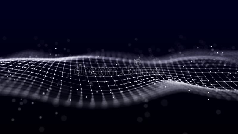 Futuristic Wave. Network Connection Structure in Cyberspace. 3D ...