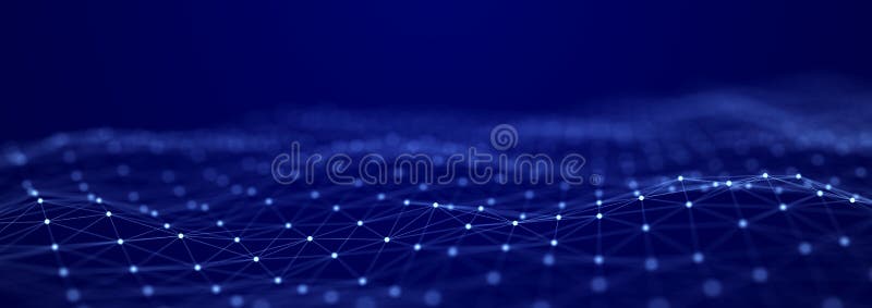 Futuristic Wave Network Connection Structure In Cyberspace 3d Rendering Stock Illustration