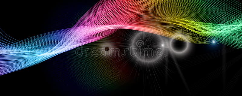 Futuristic Wave Panorama Design Illustration with Lights Stock ...