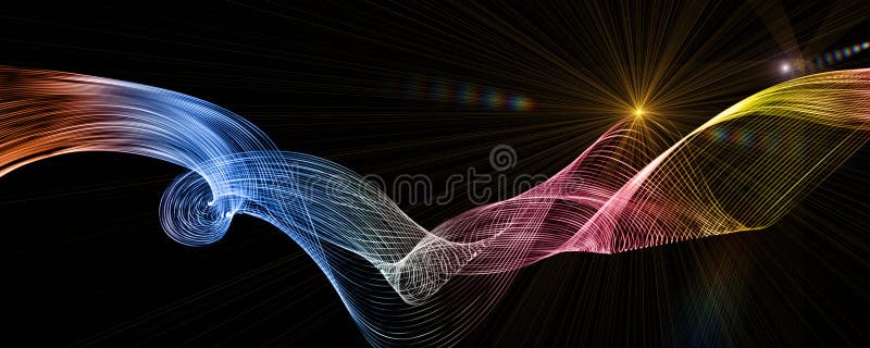 Futuristic Wave Panorama Design Illustration with Lights Stock ...