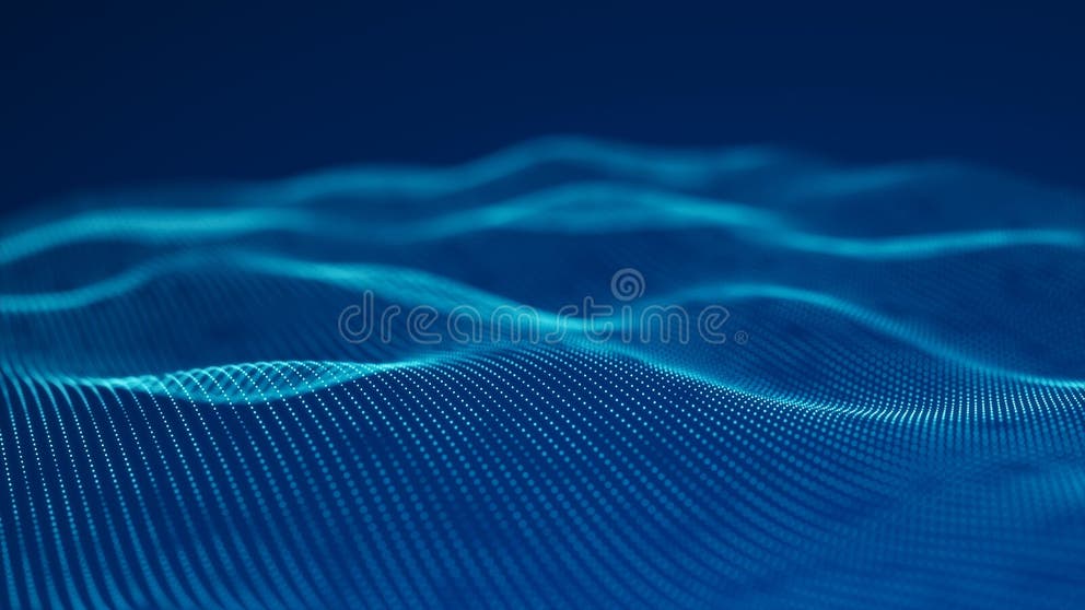 Futuristic Wave with Points. Big Data. Dynamic Wave Background. 3d Rendering Stock Illustration ...
