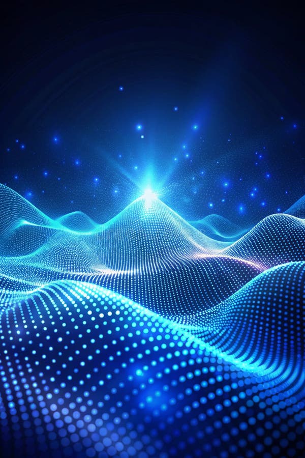 Futuristic Wavy Background with Particles and Digital Wave Effect Stock ...
