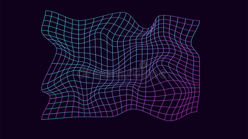 Futuristic Wavy Grid in the Style of Retrofuturism. Geometric Dynamic ...