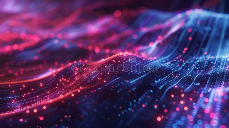 Futuristic Wavy Landscape Showing Digital Data Flowing Across ...