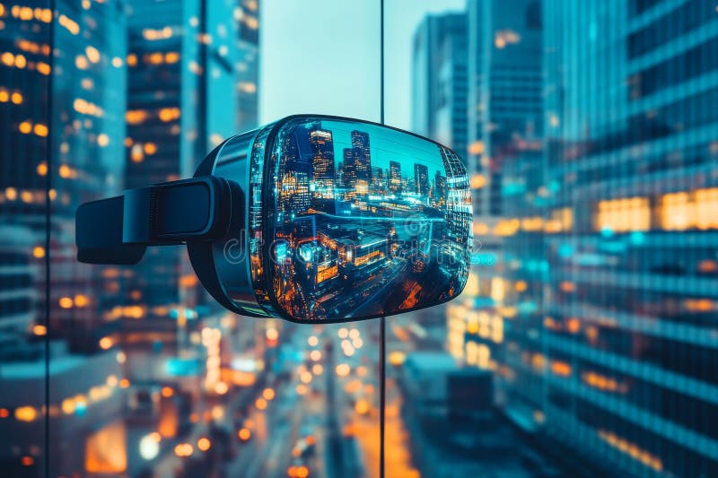 Futuristic Wearable Augmented Reality Device Amidst a Modern Cityscape ...