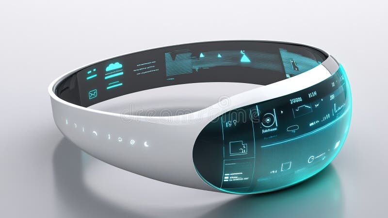 Futuristic Wearable Tech Display on Grey Background Stock Photo - Image ...