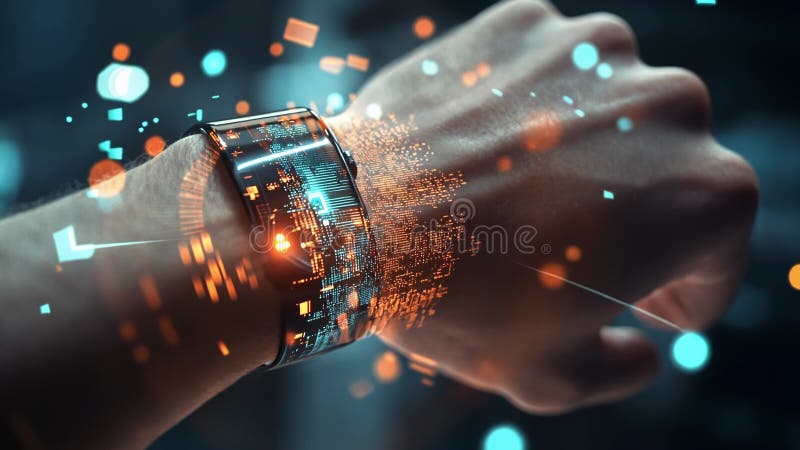 Futuristic Wearable Technology Displaying Digital Data Stock Footage ...